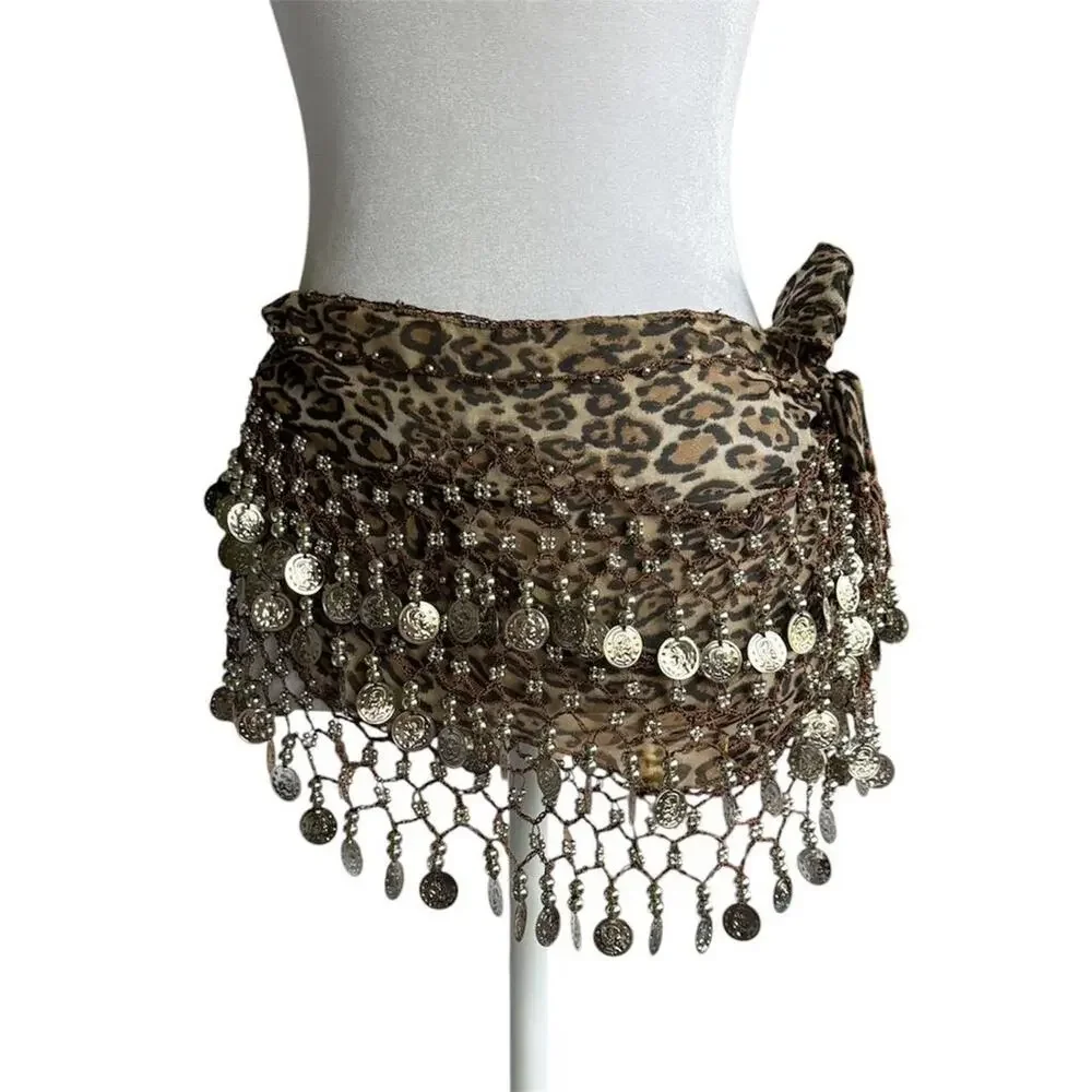 American Vintage | Skirts | Leopard Print Belly Dance Skirt With Coin ...